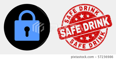 Vector Lock Icon and Grunge Safe Drink Stamp Seal - Stock Illustration ...