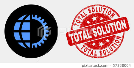 Vector Global Service Icon and Grunge Total... - Stock Illustration ...