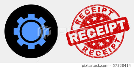 Vector Gear Icon and Grunge Receipt Stamp - Stock Illustration ...