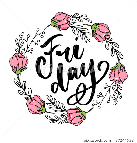 Hand lettering happy friday inscription isolated - Stock Illustration ...