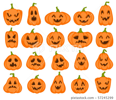 Halloween pumpkins. Orange pumpkin with jack... - Stock Illustration ...