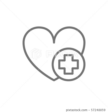 First aid for heart attack line icon. - Stock Illustration [57248859 ...