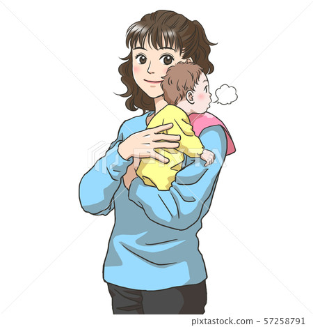 Young mother burping a baby - Stock Illustration [57258791] - PIXTA