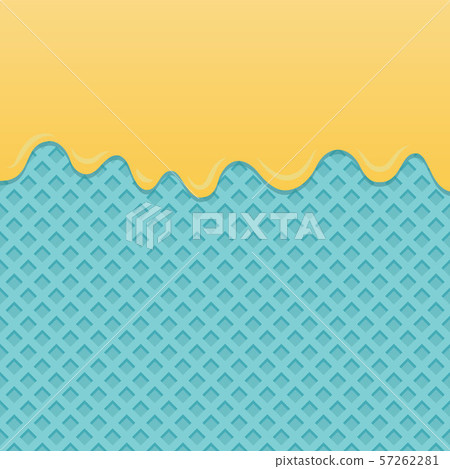 Flowing yellow cream on blue wafer vector. - Stock Illustration ...