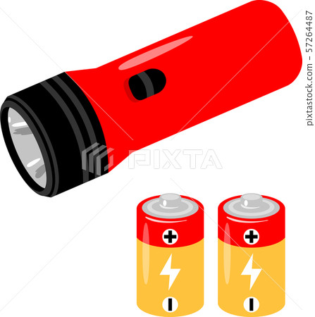 Flashlight and batteries - Stock Illustration [57264487] - PIXTA