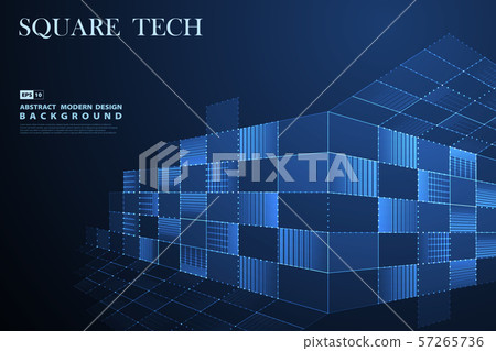 Abstract blue square technology decoration-插圖素材 [57265736] - PIXTA圖庫