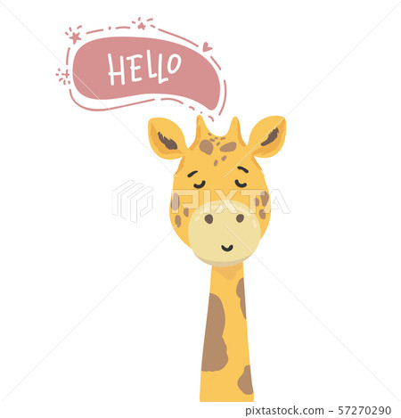 Hello. Vector illustration of cute giraffe.... - Stock Illustration ...