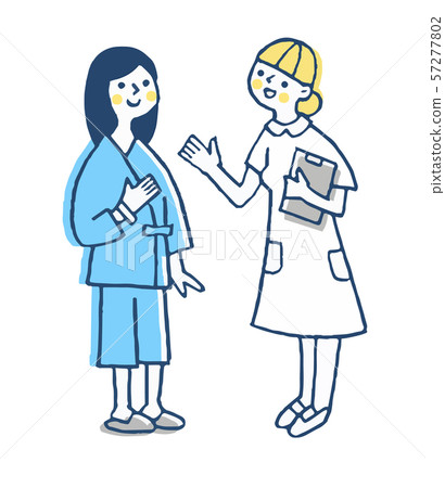 Female patient dressed in a nurse and... - Stock Illustration [57277802 ...