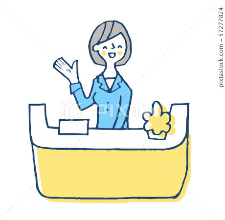 A woman at the front desk with a smile - Stock Illustration [57277824 ...
