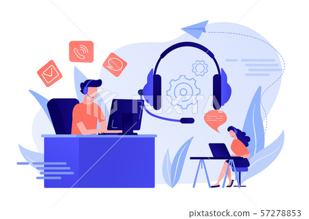 Contact center concept vector illustration. - Stock Illustration ...