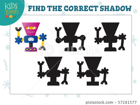 Find the correct shadow for cute cartoon robot - Stock Illustration ...