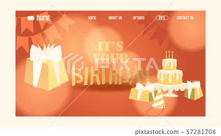 Happy birthday website page design, vector...-插圖素材 [57281708] - PIXTA圖庫