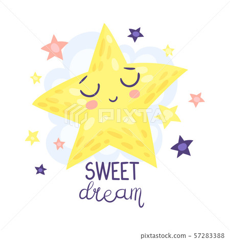 Big yellow star is sleeping. Vector... - Stock Illustration [57283388 ...