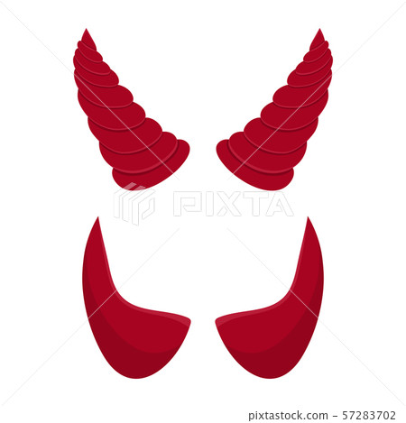 Red devil horns isolated on white background - Stock Illustration ...