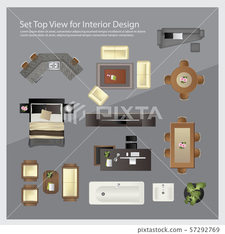 Set top view for interior design. Isolated... - Stock Illustration ...