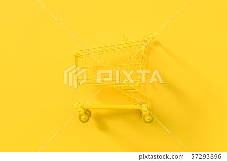 Yellow shopping cart. Minimal idea concept. - Stock Illustration ...