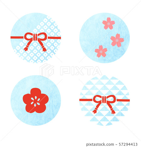 Japanese paper label material set - Stock Illustration [57294413] - PIXTA