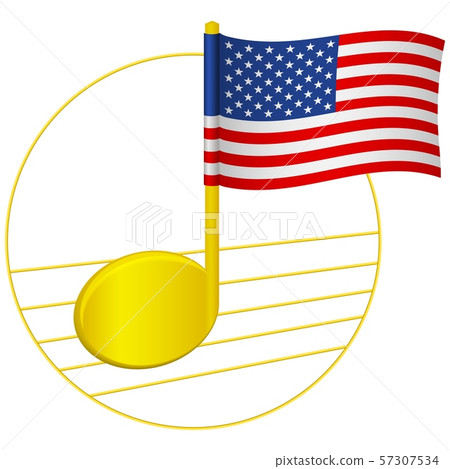 United States flag and musical note - Stock Illustration [57307534] - PIXTA