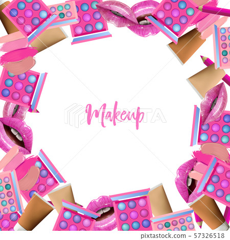Make up border. Beauty frame with cosmetic... - Stock Illustration ...