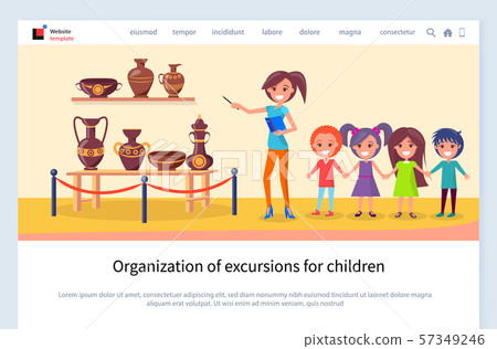Children Excursion with Teacher Guided Tour Web - Stock Illustration ...