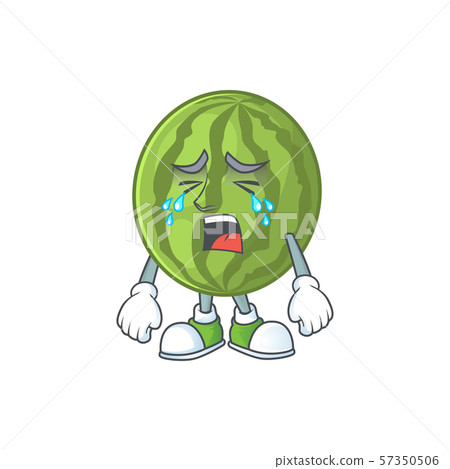 Crying watermelon fruit fresh cartoon with mascot - Stock Illustration ...
