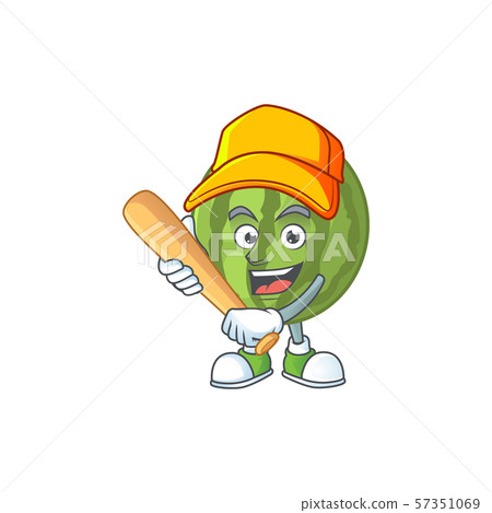 Playing baseball cartoon watermelon isolated on... - Stock Illustration ...