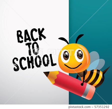 Back to school vector. Cartoon cute bee carries... - Stock Illustration ...