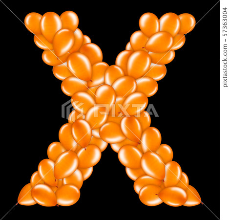Orange letter X from helium balloons part of... - Stock Illustration ...