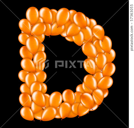 Orange letter D from helium balloons part of... - Stock Illustration ...