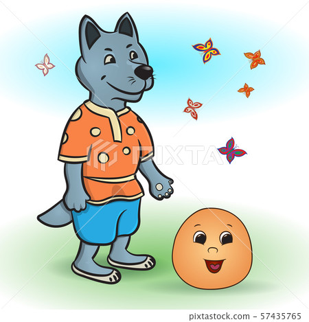 Wolf and Gingerbread Man Russian fairy tale - Stock Illustration ...