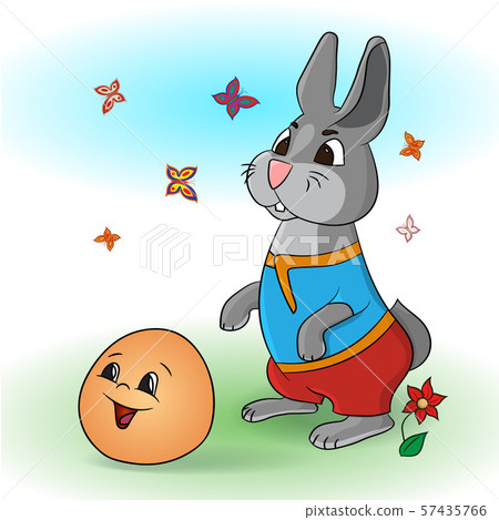 Hare and gingerbread man Russian fairy tale - Stock Illustration ...