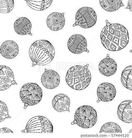Xmas Seamless pattern with Christmas tree balls...-插圖素材 [57444520 ...