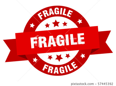 fragile ribbon. fragile round red sign. fragile - Stock Illustration ...