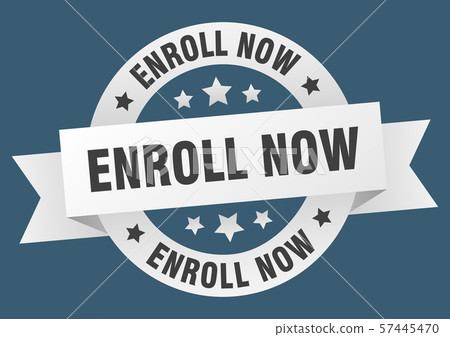 enroll now ribbon. enroll now round white sign. - Stock Illustration ...