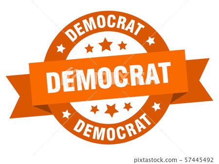 democrat ribbon. democrat round orange sign. - Stock Illustration ...