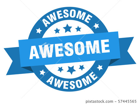 awesome ribbon. awesome round blue sign. awesome - Stock Illustration ...