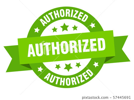 authorized ribbon. authorized round green sign. - Stock Illustration ...