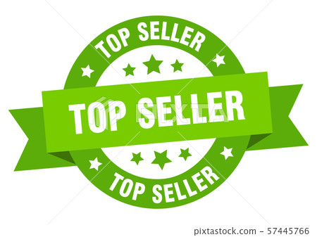 top seller ribbon. top seller round green sign. - Stock Illustration ...