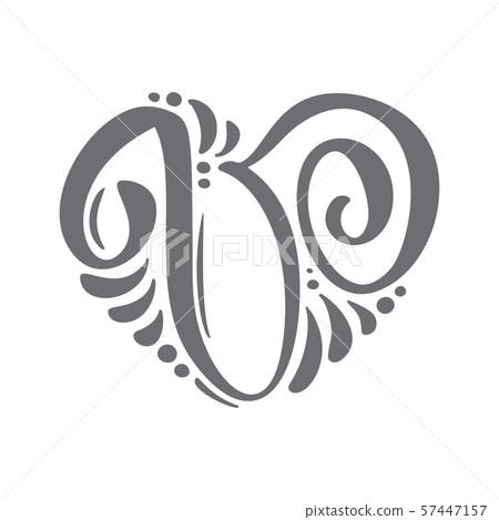 Heart love vector Hand Drawn calligraphic... - Stock Illustration ...