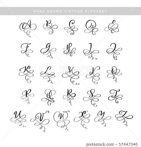 Vector Hand Drawn calligraphic flourish letters... - Stock Illustration ...