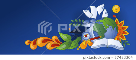 Concept geography education collage. Vector... - Stock Illustration ...