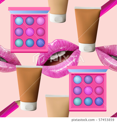 Make up seamless pattern. Beauty background... - Stock Illustration ...