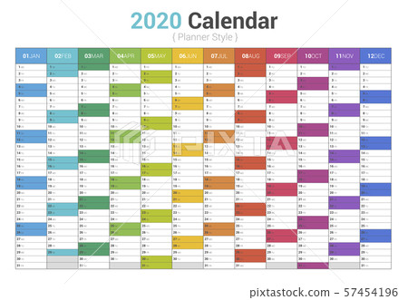 Calendar 2020 planner full color. Vertical... - Stock Illustration ...