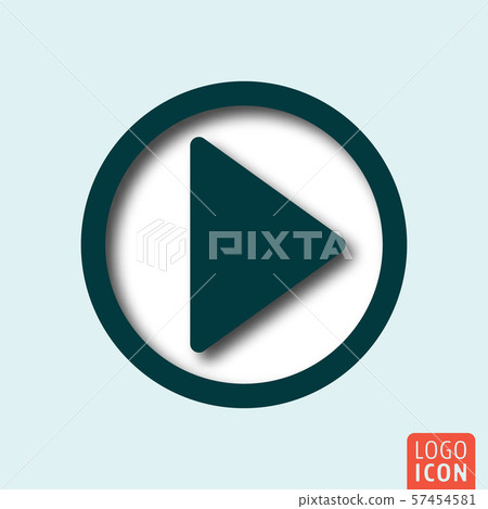 Play button icon minimal shadow design. Vector-插圖素材 [57454581] - PIXTA圖庫