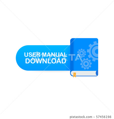 Download book button. Concept User manual book for - Stock Illustration ...
