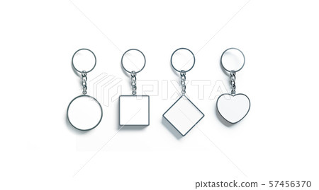 Blank silver key chain mock up top view set, 3d... - Stock Illustration ...