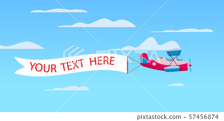 Red retro airplane aircraft with advertising... - Stock Illustration ...
