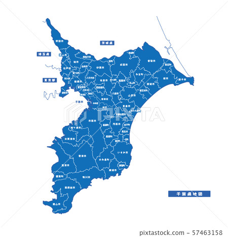 Chiba Prefecture Map Simple Blue City - Stock Illustration [57463158 ...