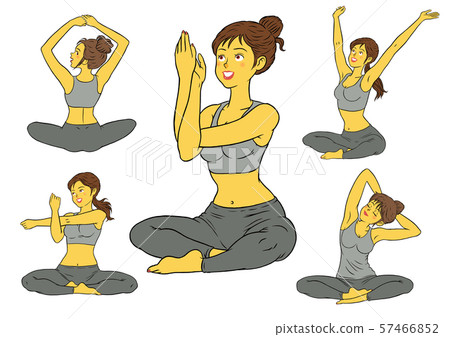 Yoga instructor woman 5 sets - Stock Illustration [57466852] - PIXTA