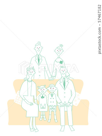 Family photo line drawing - Stock Illustration [57467182] - PIXTA